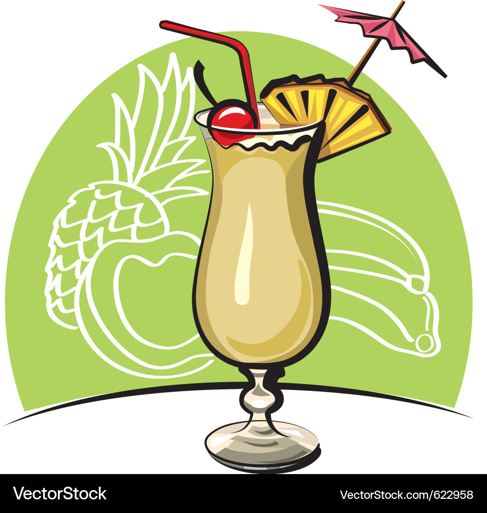 Cocktail pina colada Royalty Free Vector Image - VectorStock