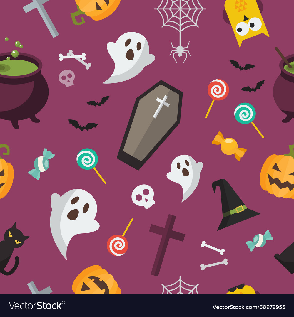 Halloween elements seamless pattern Royalty Free Vector