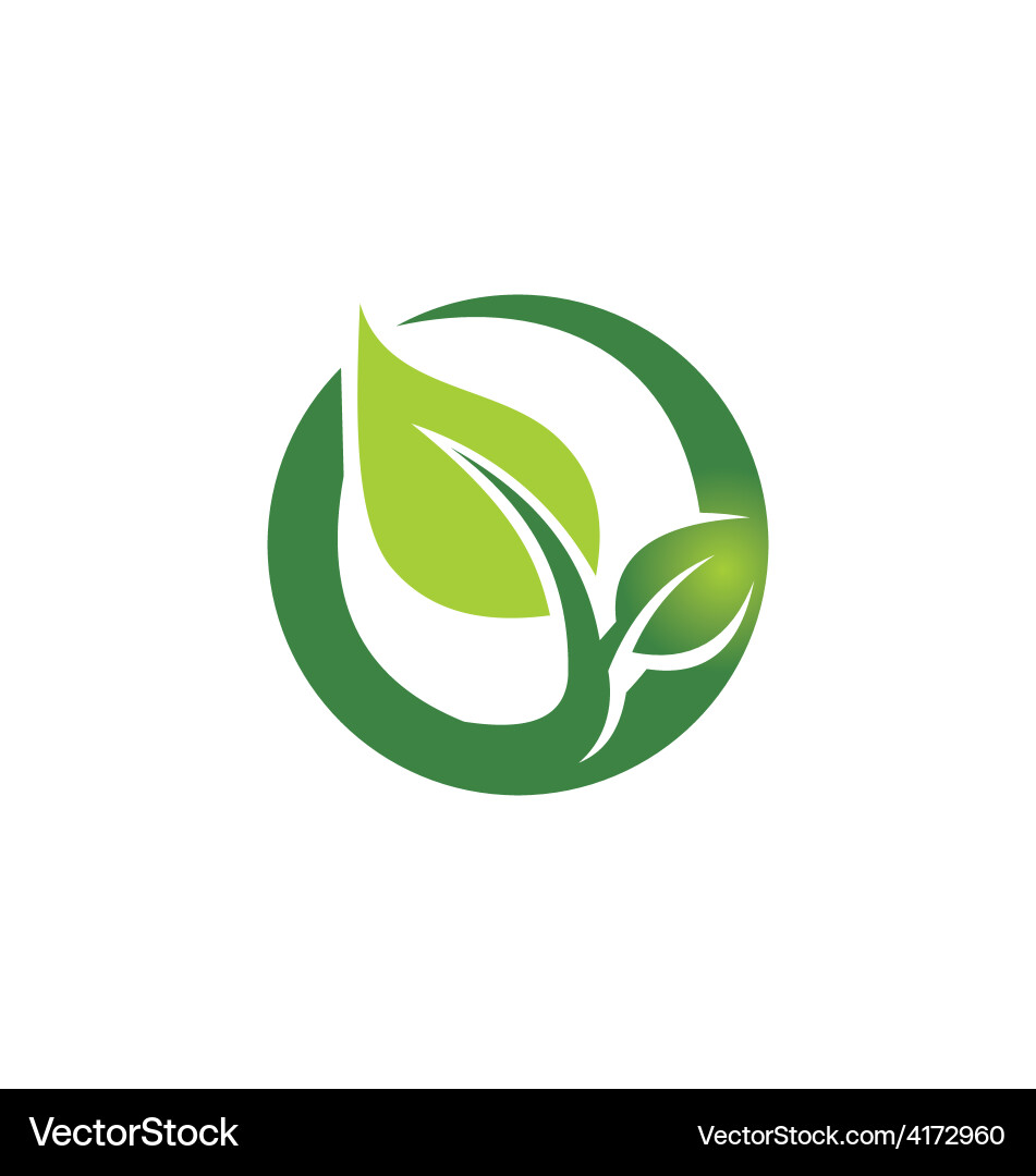 Green leaf round ecology logo Royalty Free Vector Image