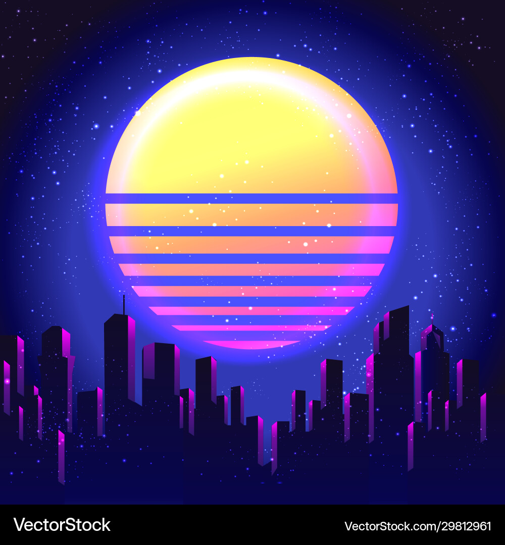 Futuristic synth wave 80s Royalty Free Vector Image