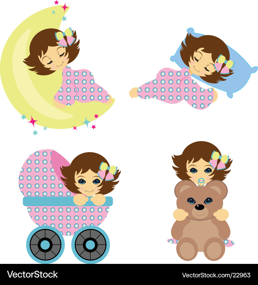 Baby girl design elements Royalty Free Vector Image