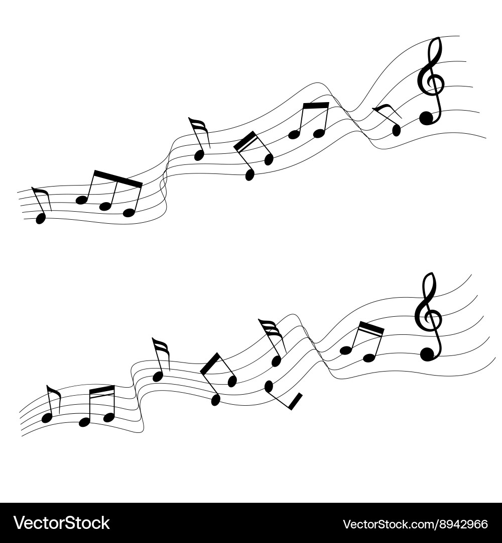 Two music note in wave style Royalty Free Vector Image