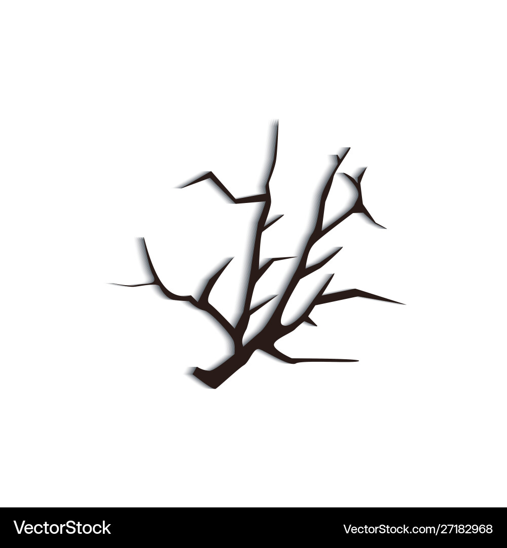 Black dead tree branch silhouette isolated Vector Image