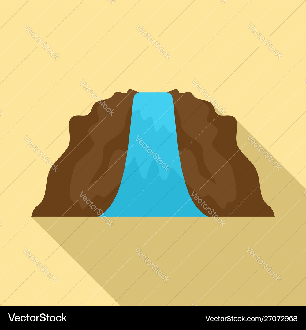 Landscape waterfall icon flat style Royalty Free Vector