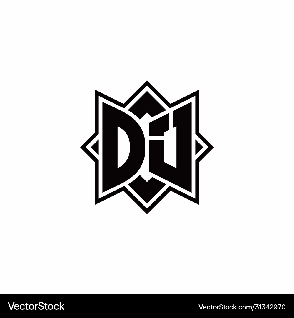 Dj monogram logo with square rotate style outline Vector Image