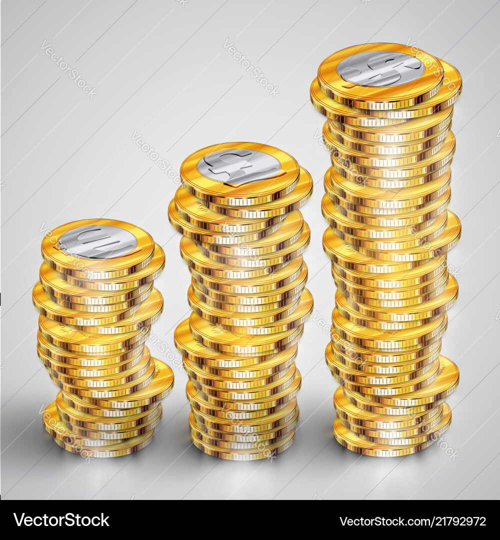 Realistic coins Royalty Free Vector Image - VectorStock