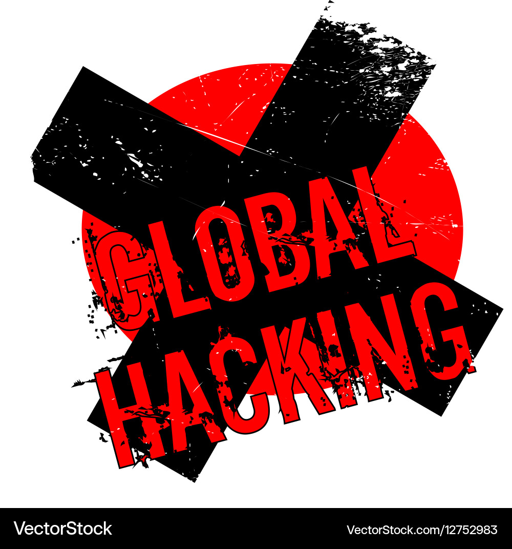 Global hacking rubber stamp Royalty Free Vector Image