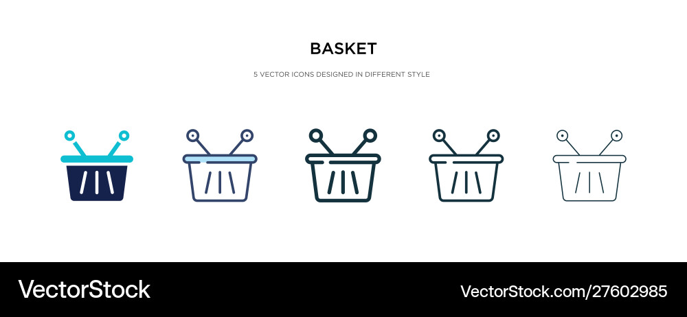 Basket icon in different style two colored Vector Image