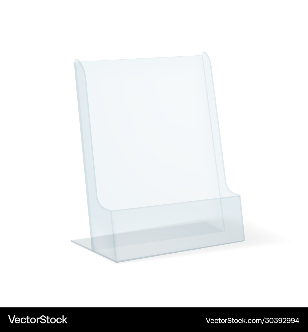 Blank flyer glass or plastic transparent stand Vector Image