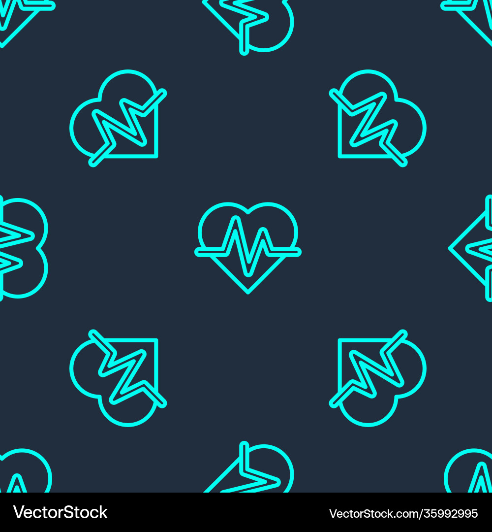 Green line heart rate icon isolated seamless Vector Image