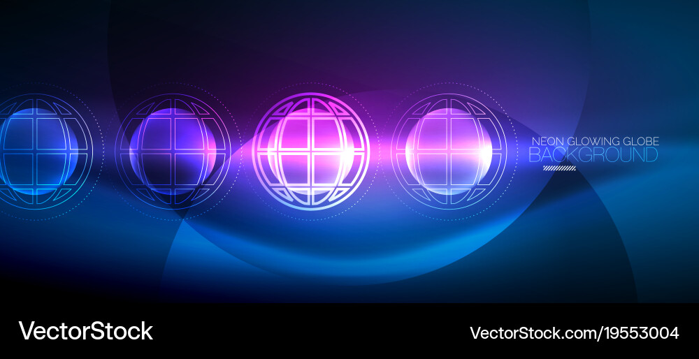 Techno globe concept neon glow planet Royalty Free Vector