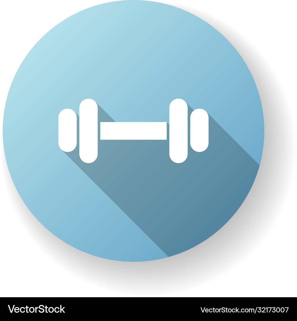 Barbell blue flat design long shadow glyph icon Vector Image