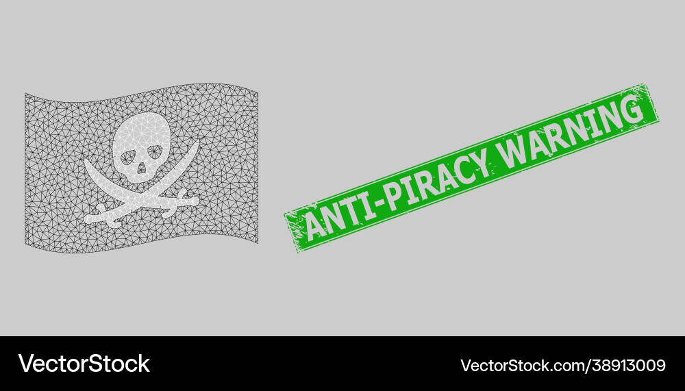 Scratched anti-piracy warning stamp seal Vector Image