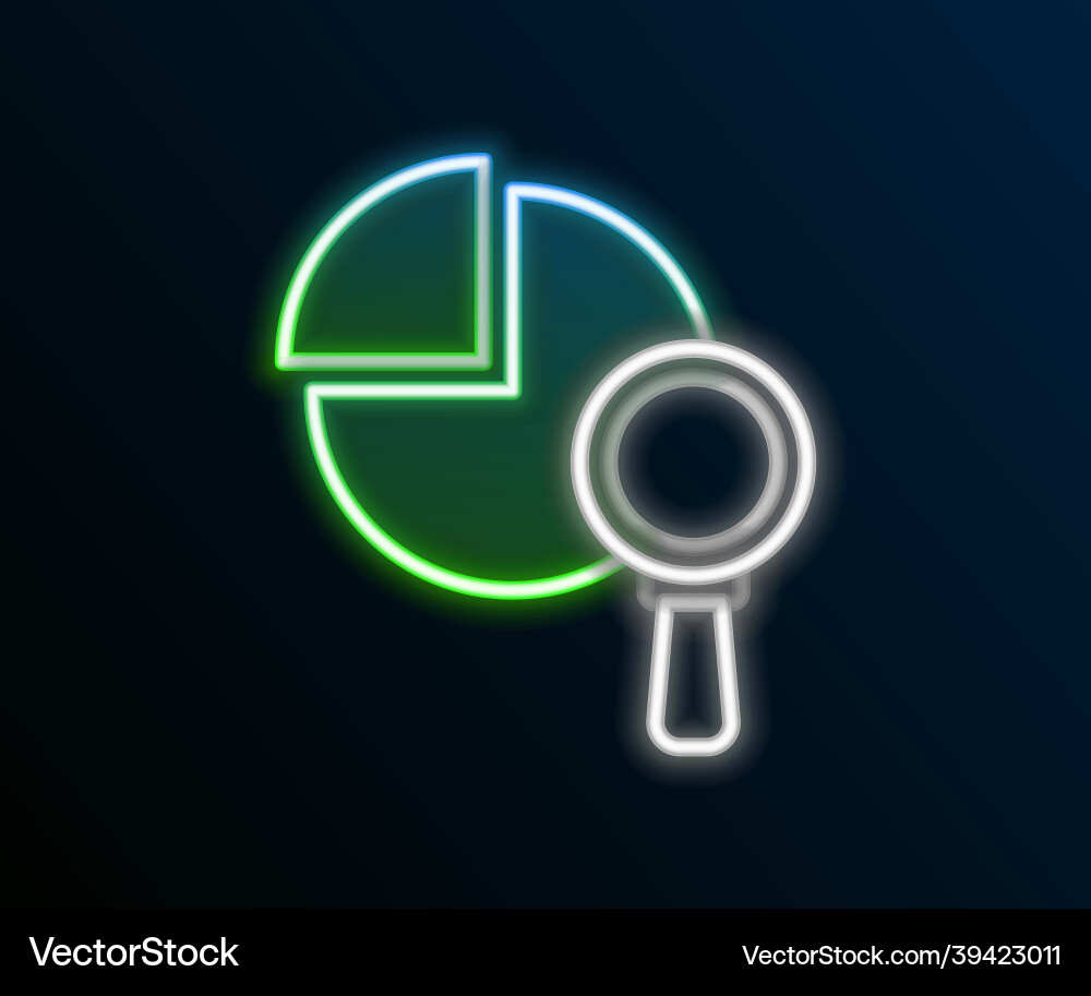 Glowing neon line magnifying glass and data Vector Image