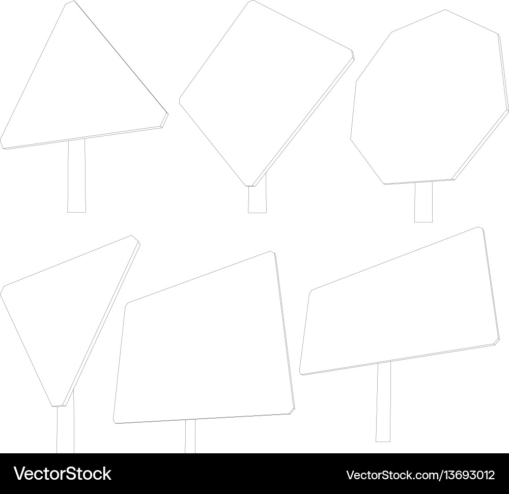 Set of wire-frame road signs Royalty Free Vector Image