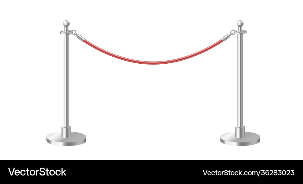 Control barrier with red rope on silver stanchions