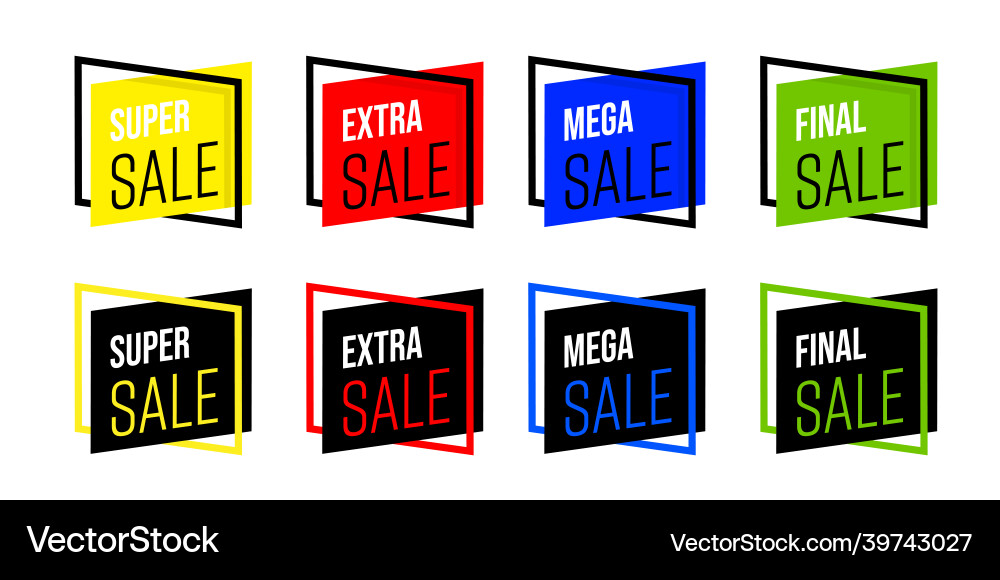 Creative bright sale sticker or badge template set