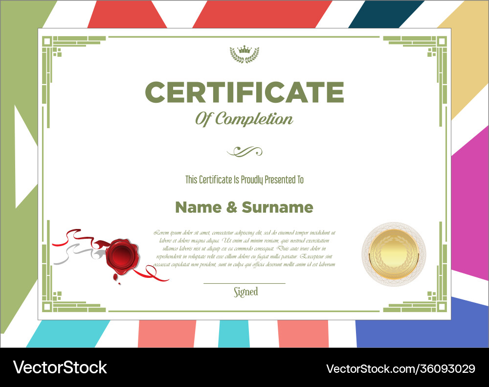 Certificate or diploma retro vintage design Vector Image