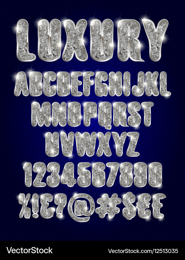 Luxury silver alphabet Royalty Free Vector Image