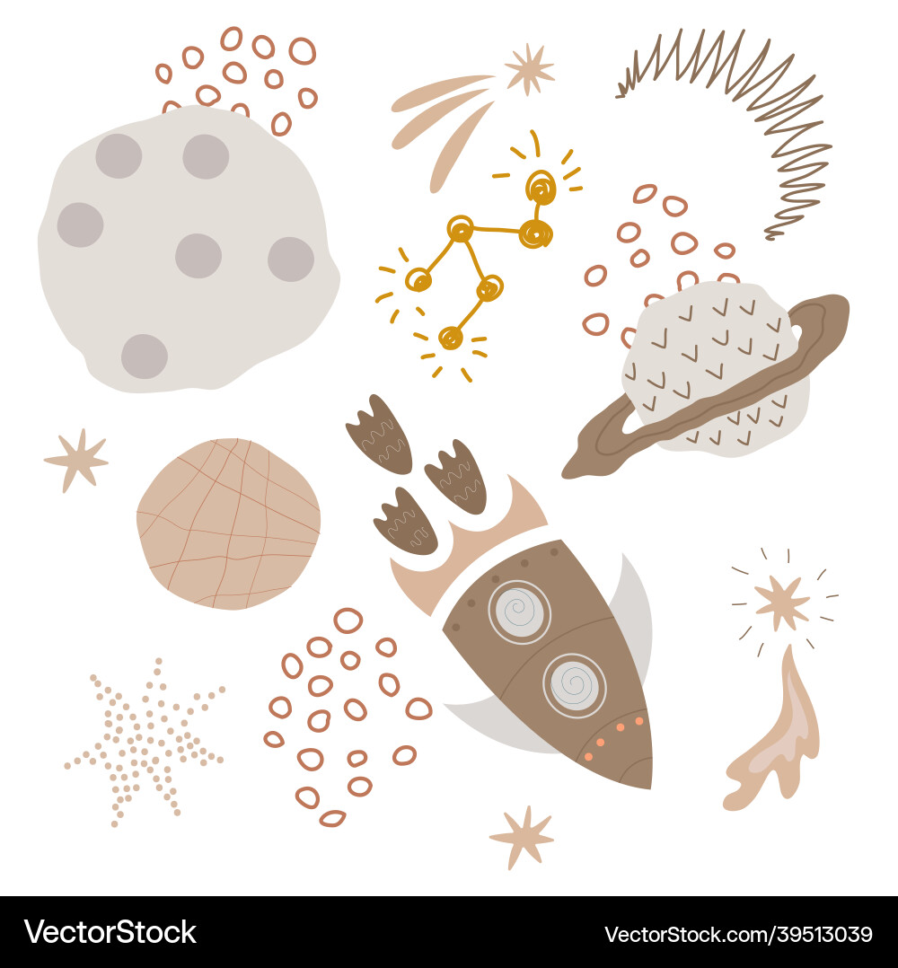 Set of abstract space stickers Royalty Free Vector Image
