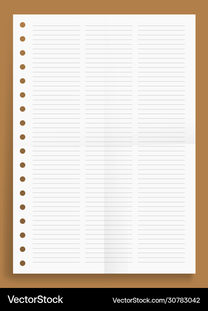 Crumpled standart three lined column blank series Vector Image