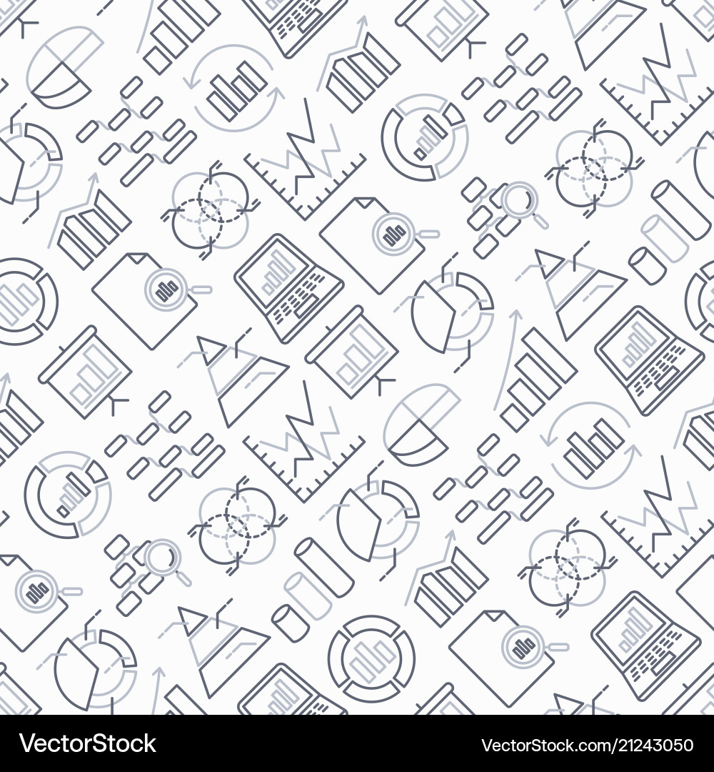Analytics seamless pattern with thin line icons Vector Image