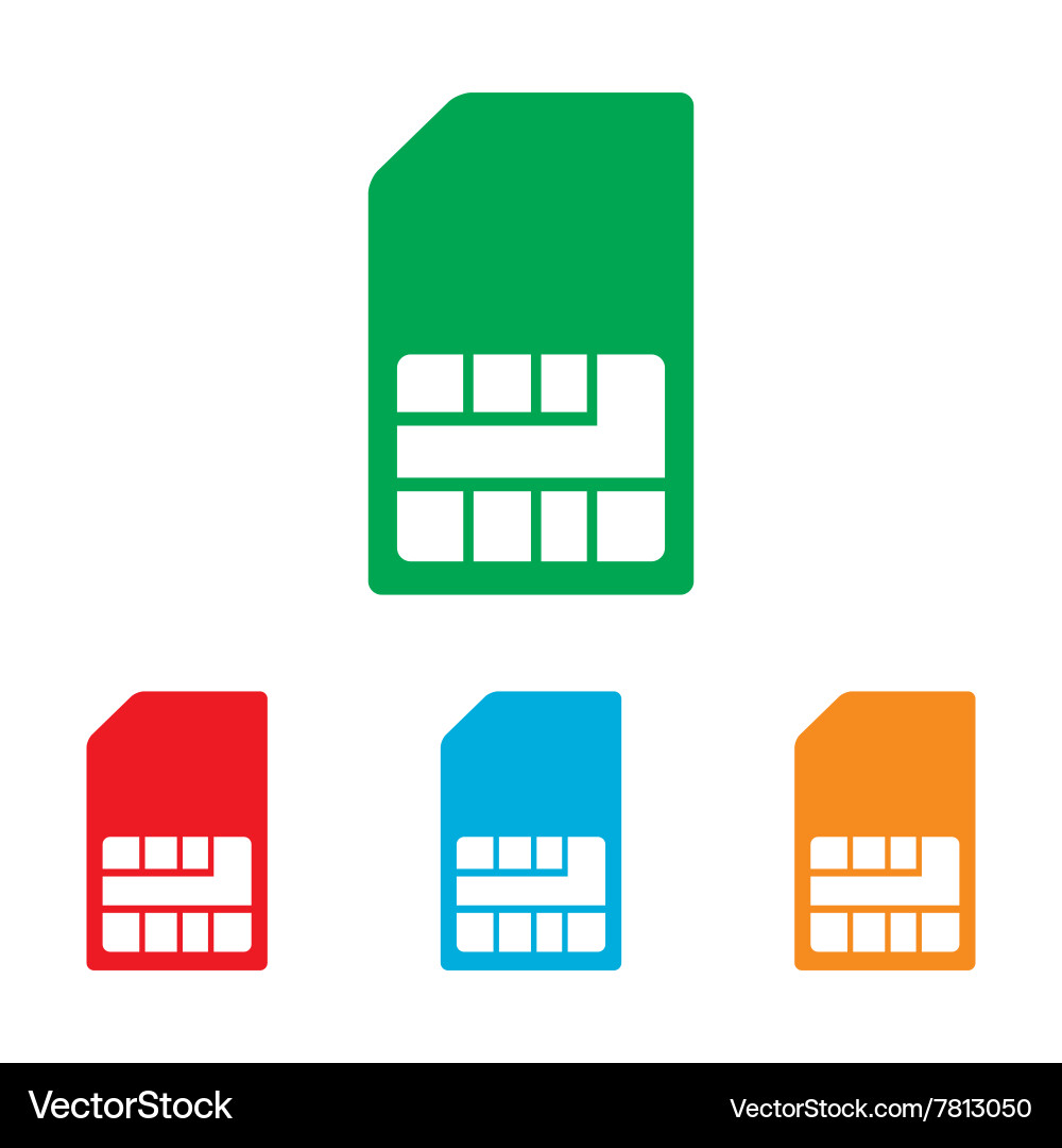 Sim card sign colorful set Royalty Free Vector Image