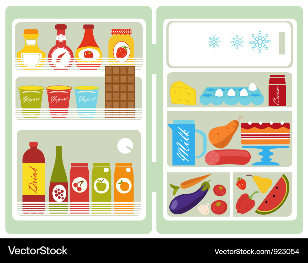 Open fridge Royalty Free Vector Image - VectorStock