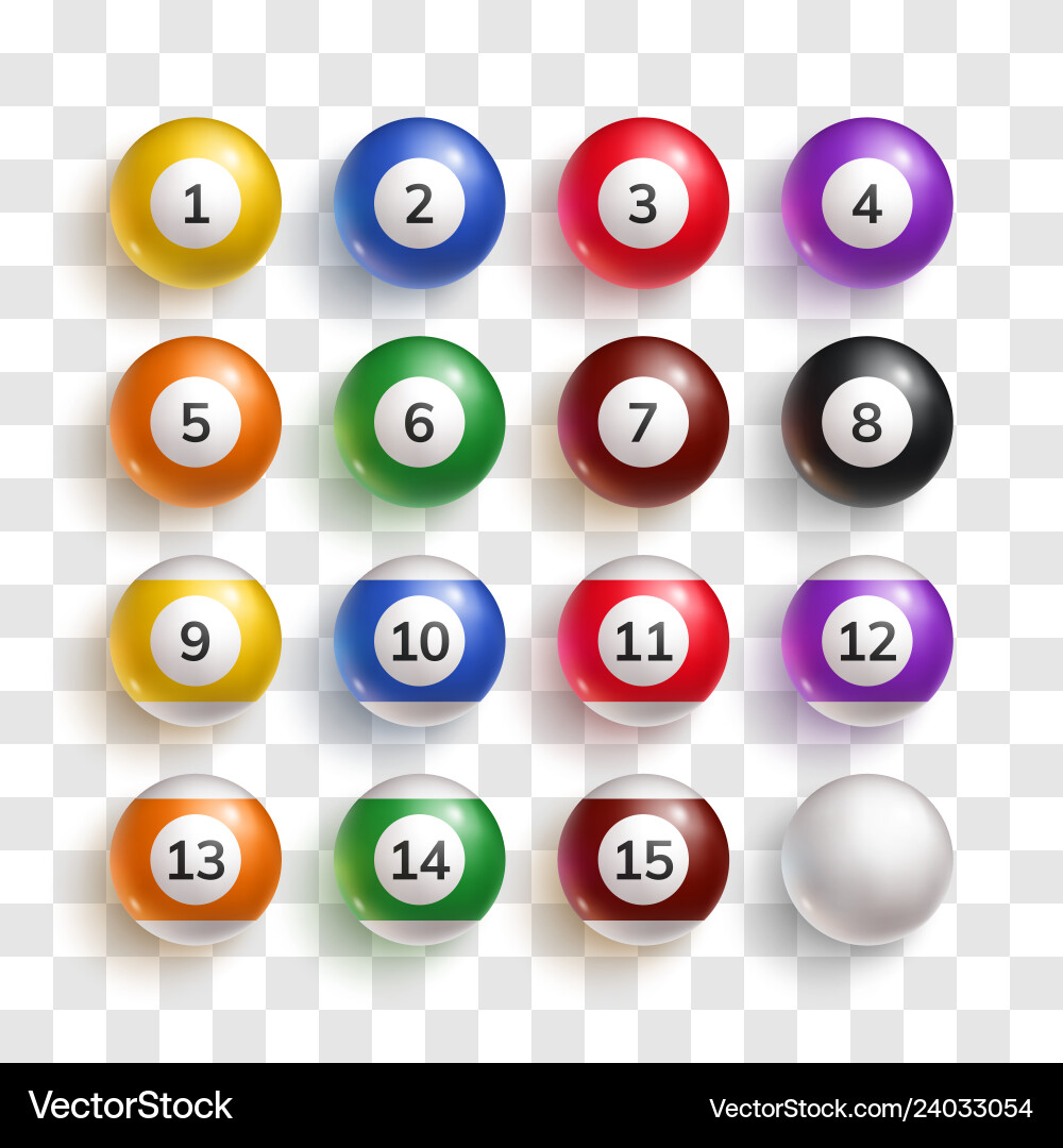 Colorful billiard balls with numbers Royalty Free Vector