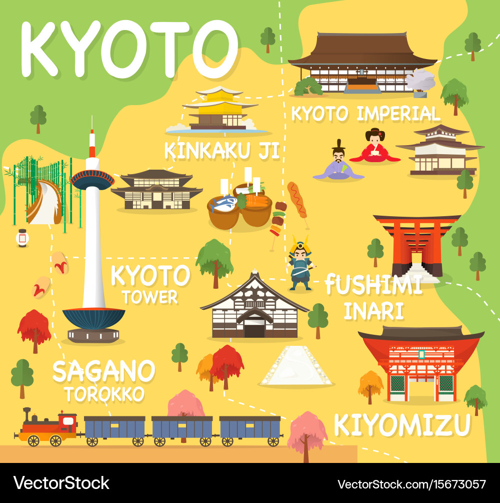 Map of kyoto Royalty Free Vector Image - VectorStock