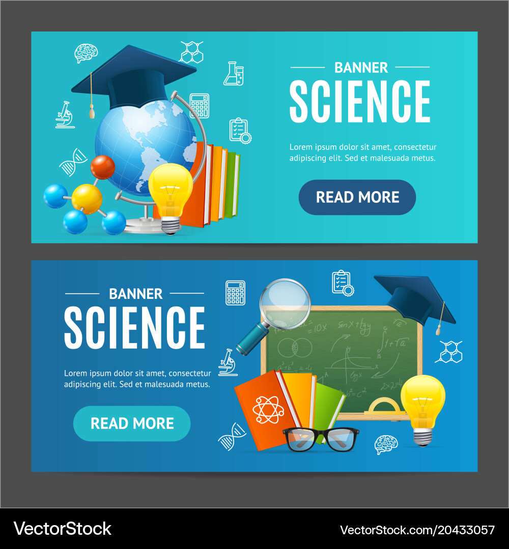 Science banner horizontal set Royalty Free Vector Image