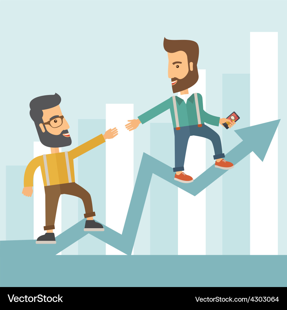 Business man and positive graph Royalty Free Vector Image