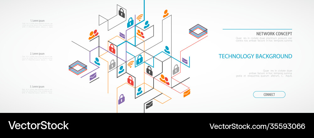 Network concept isometric theme for your business Vector Image