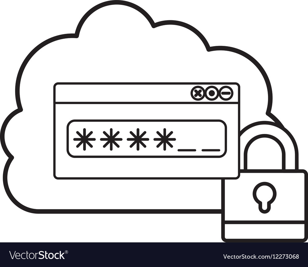 Isolated Cloud Computing And Padlock Design Vector Image