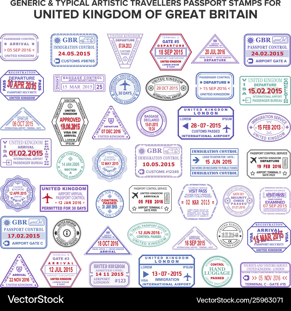 Custom typical artistic passport arrival Vector Image