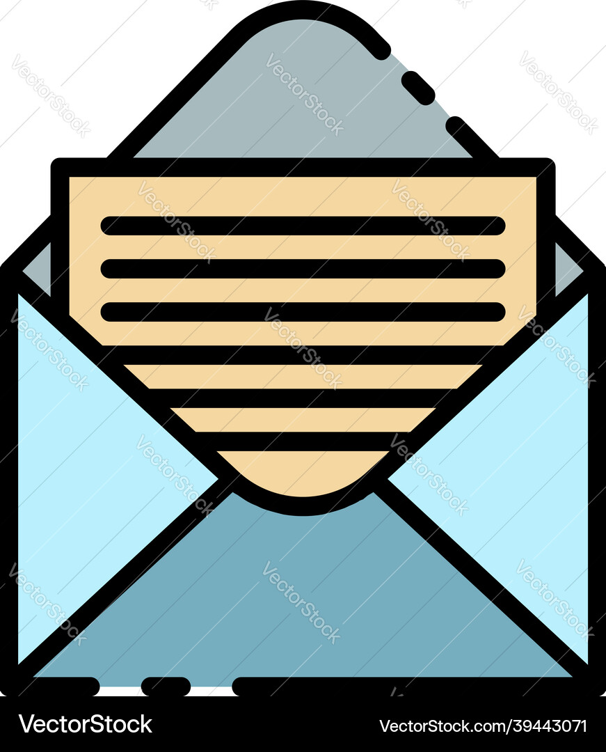 Open envelope icon color outline Royalty Free Vector Image