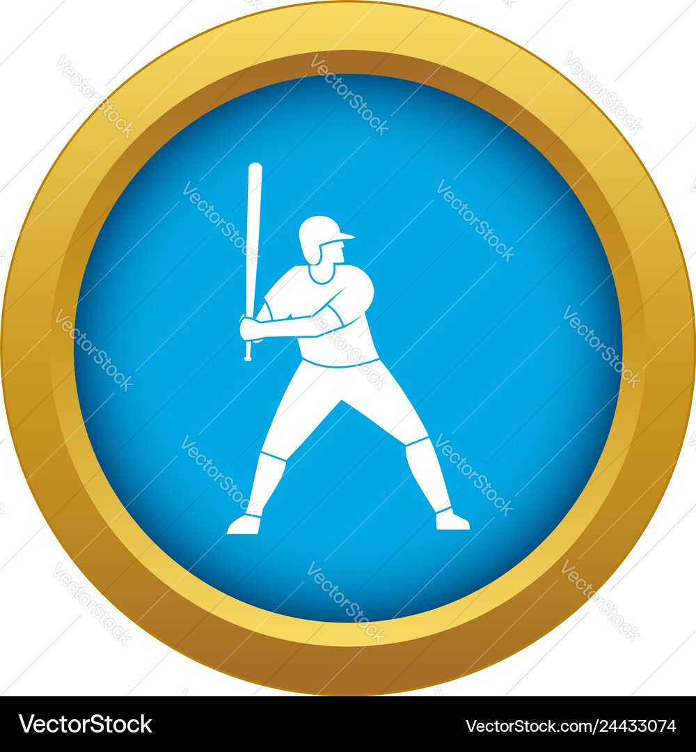 Baseball player with bat icon blue isolated Vector Image