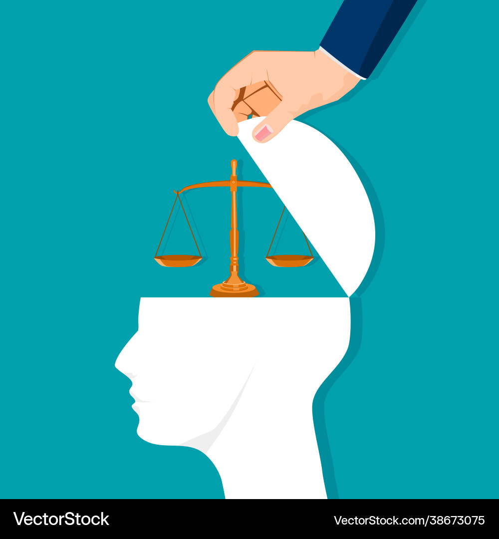 Human brain is opened with scales Royalty Free Vector Image