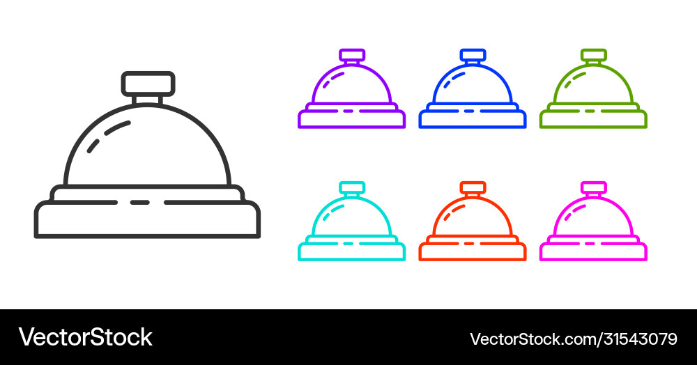 Black line hotel service bell icon isolated Vector Image
