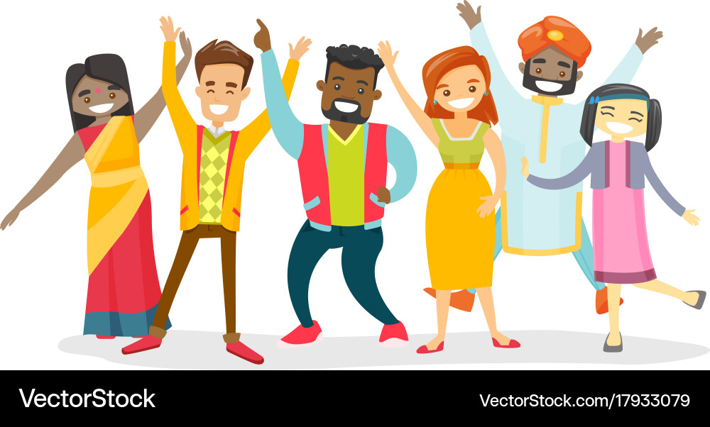 Diverse group of multicultural happy smiling Vector Image