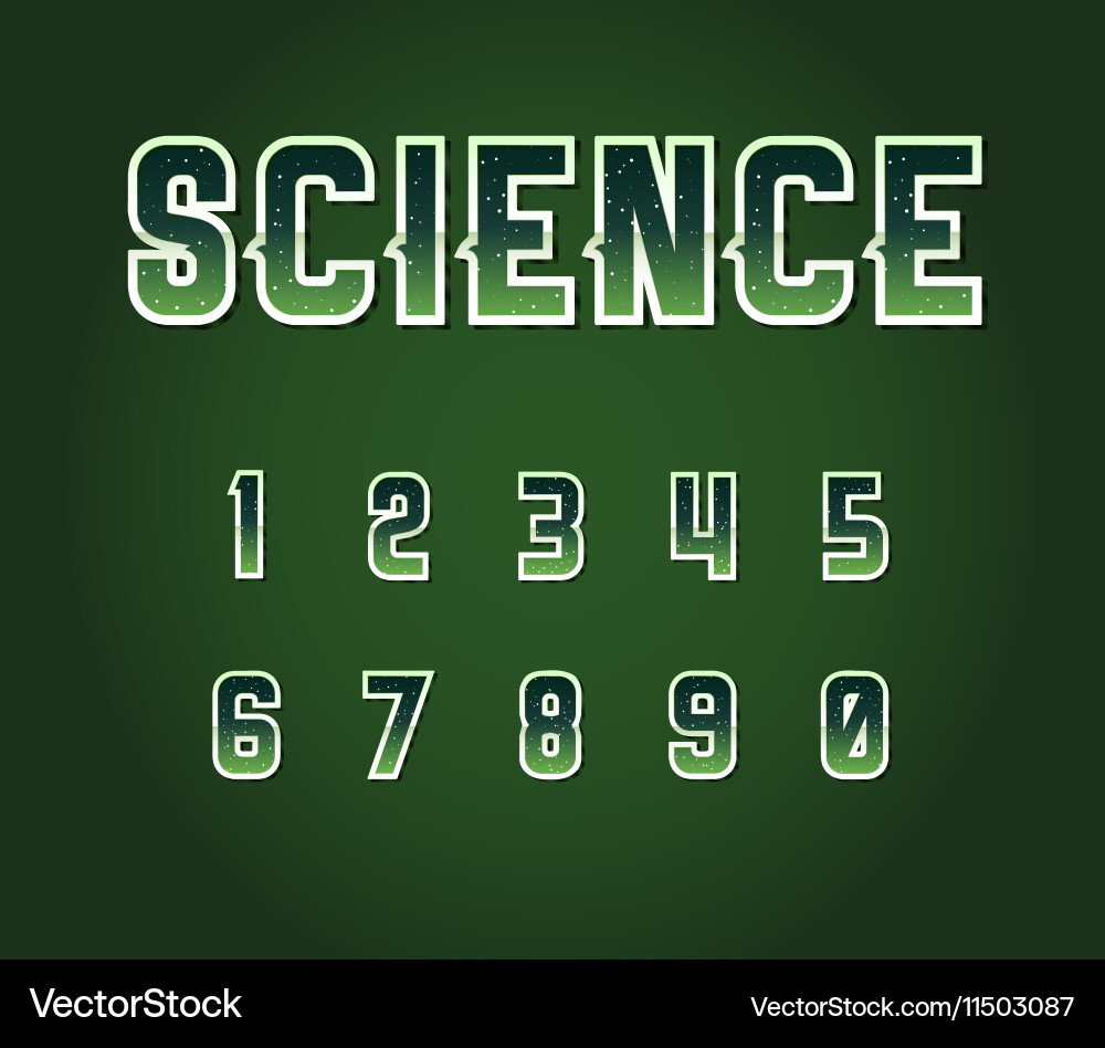 Green 80s retro sci-fi font set with stars inside Vector Image