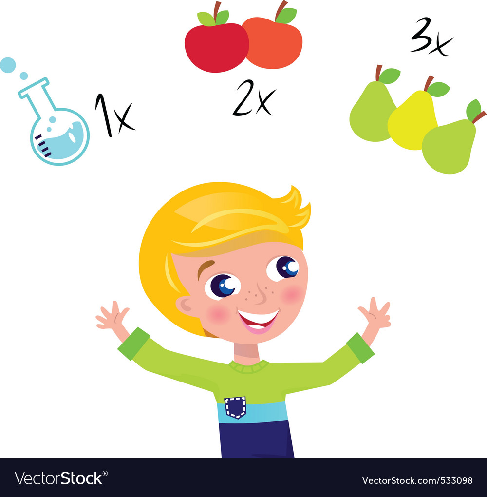 Cute boy learning math Royalty Free Vector Image