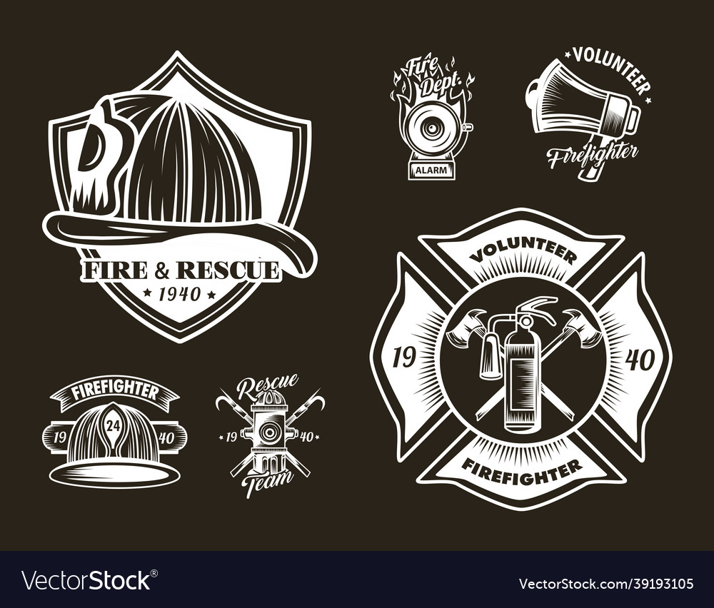 Icons of firefighter badges Royalty Free Vector Image