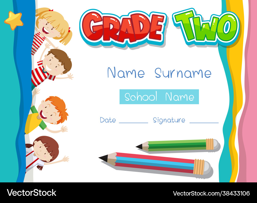 Grade two diploma or certificate template Vector Image