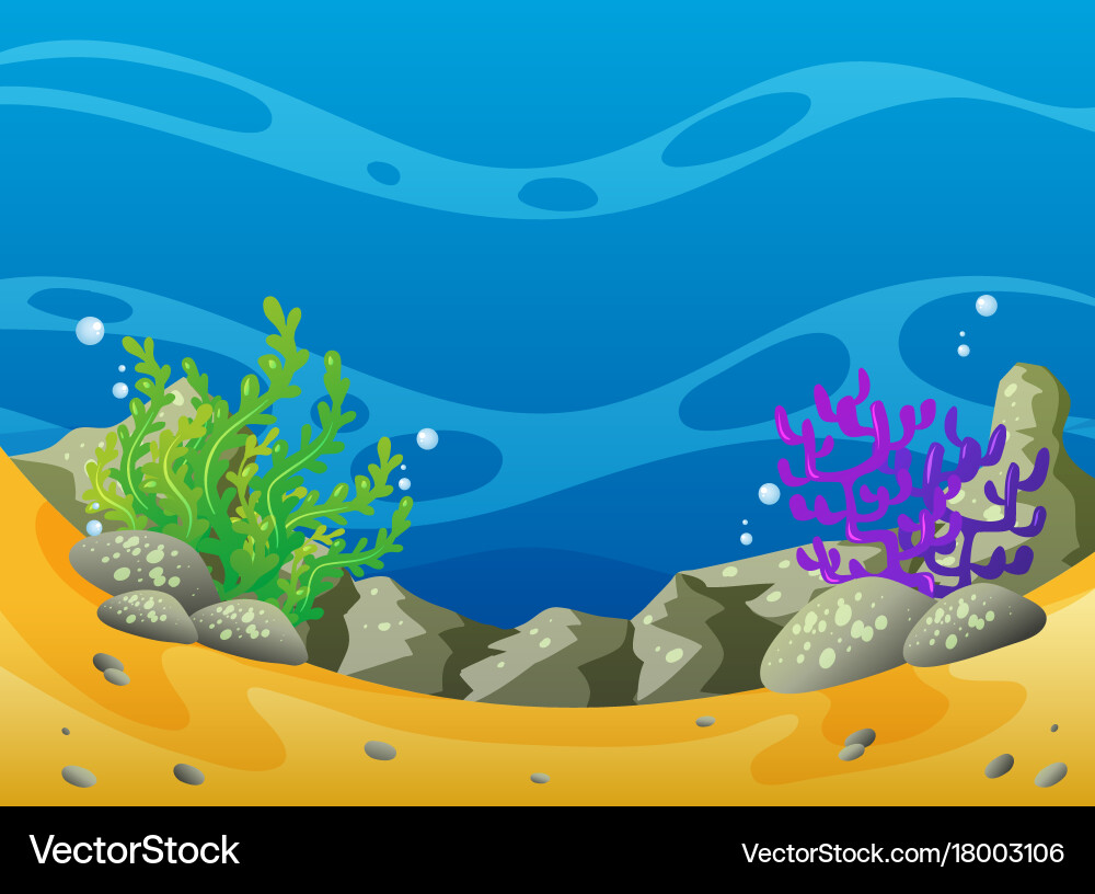 Ocean scene with coral reef and rocks Royalty Free Vector