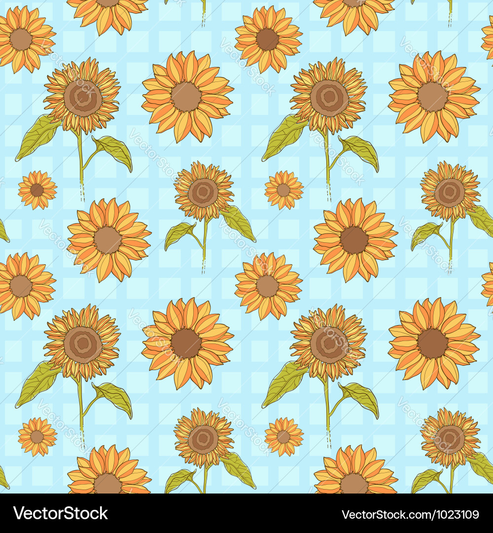 Bright sunflowers floral seamless Royalty Free Vector Image