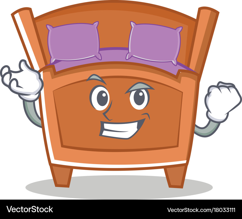 Successful cute bed character cartoon Royalty Free Vector