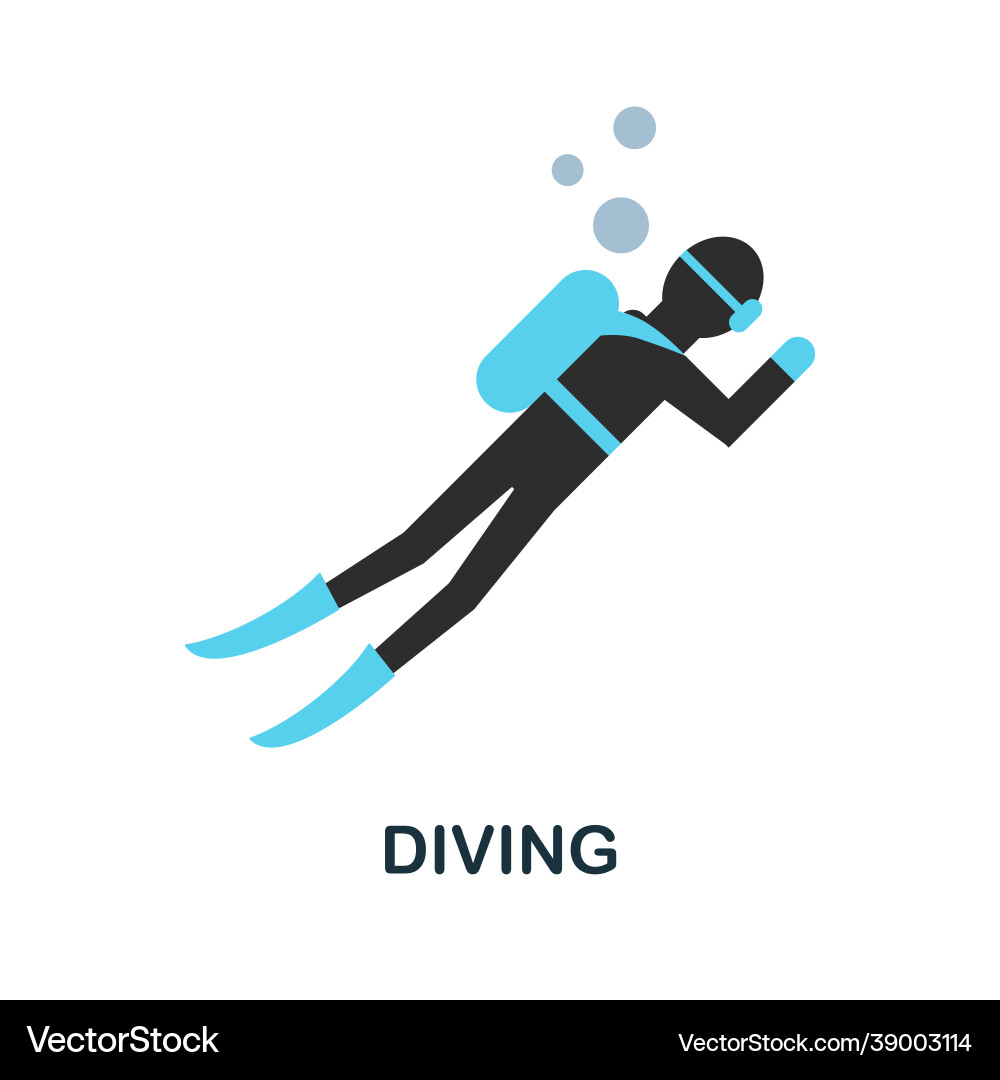 Diving flat icon colored sign from excursions Vector Image