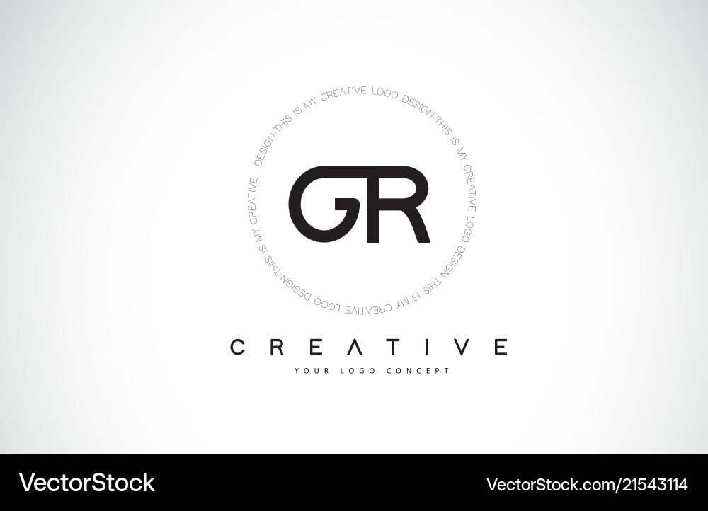 Gr g r logo design with black and white creative Vector Image