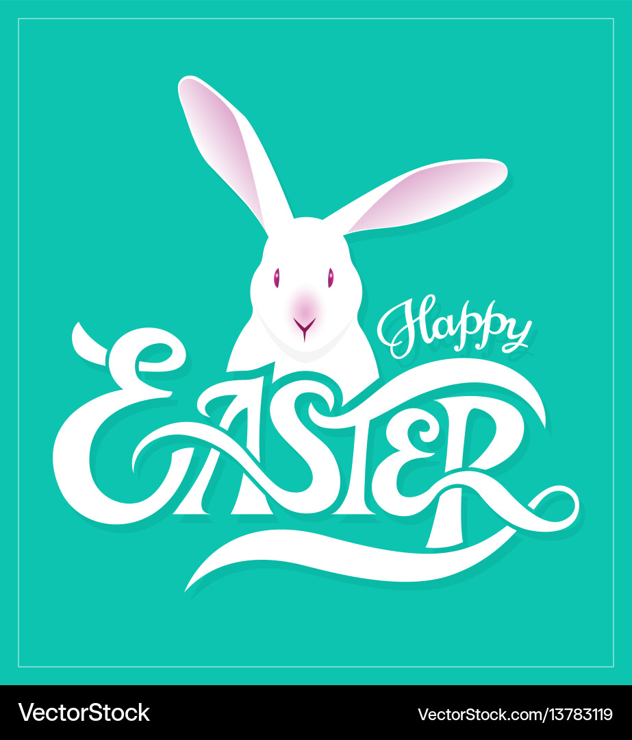 Happy easter greeting card with rabbit Royalty Free Vector